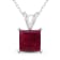 14K White Gold 4MM Square Ruby Pendant - 18QL0A