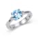 Square Cushion Blue Topaz with White Topaz Accents Sterling Silver ...
