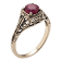 10k Yellow Gold Vintage Style Genuine Round Ruby Filigree Ring - 14W3VB