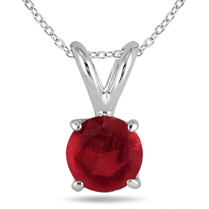 5MM All Natural Round Ruby Stud Pendant in .925 Sterling Silver - 1B3SMA