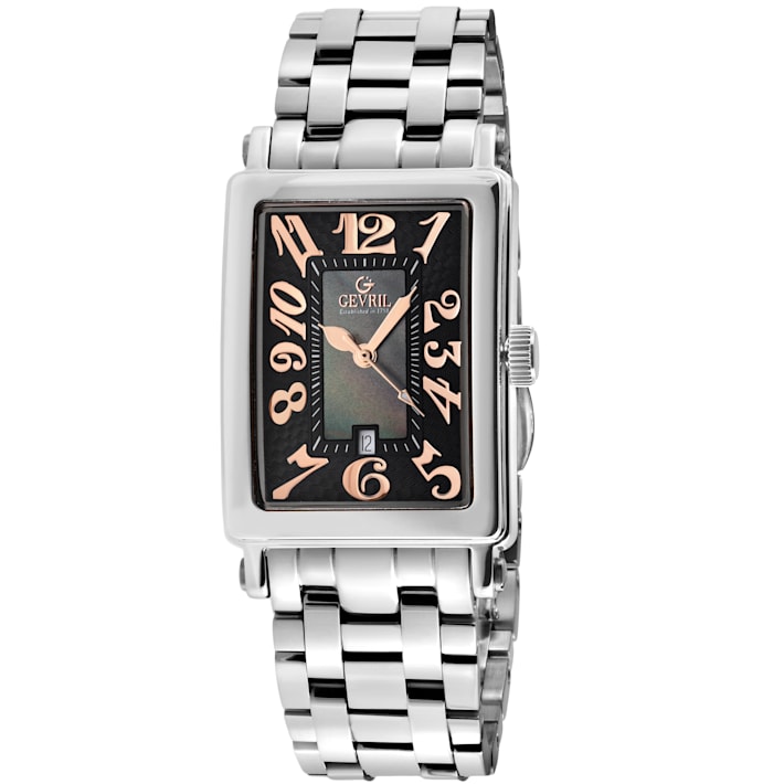 Gevril Ave of Americas Mini Women’s Stainless Steel Case,Black MOP Dial ...