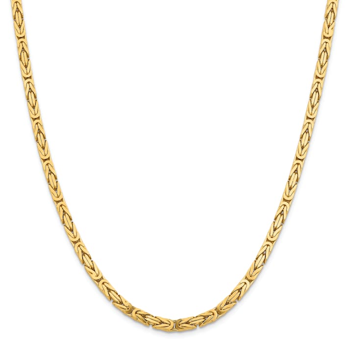 14K Yellow Gold 4mm Byzantine Chain Necklace - 1YR20B