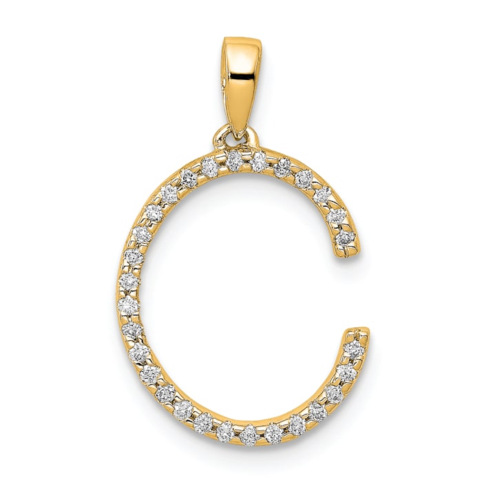 14K Yellow Gold Diamond Letter C Initial Pendant - 18G53AC