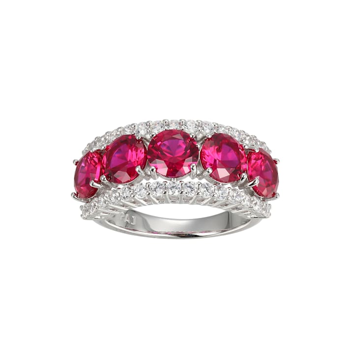 Lab Created Ruby And White Cubic Zirconia Platinum Over Sterling Silver ...