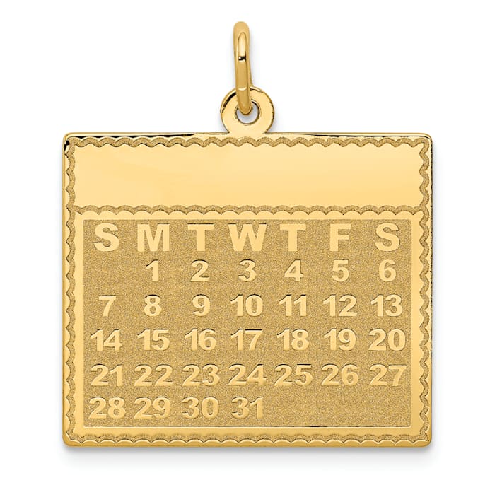 14k Yellow Gold Satin Monday the First Day Calendar Pendant - 1BKF5A