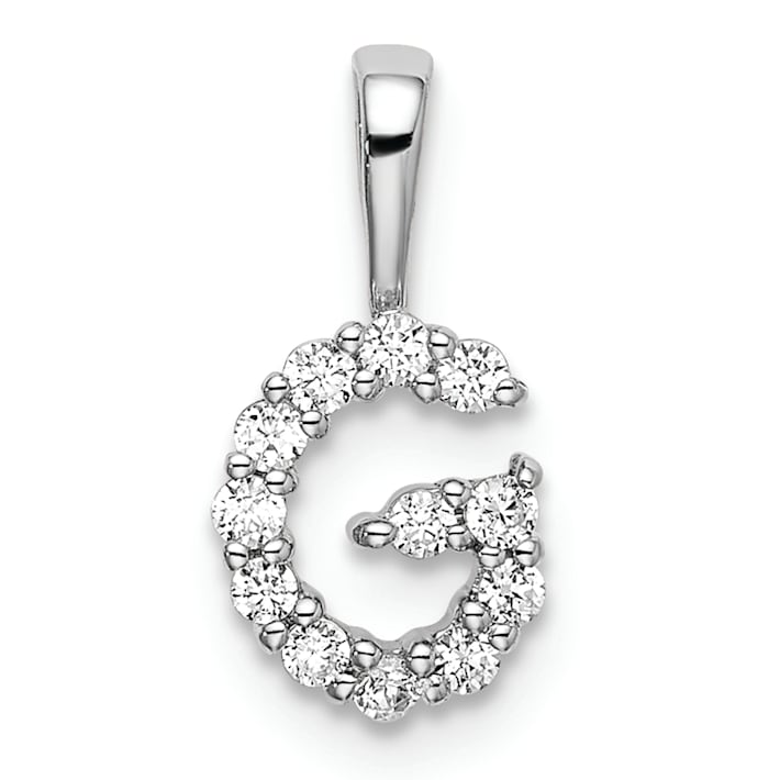 Rhodium Over 14K White Gold Lab Grown Diamond Letter G Initial Pendant ...