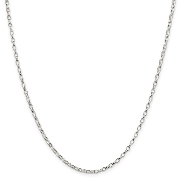 Sterling Silver 2.5mm Oval Fancy Rolo Chain Necklace - 1DK4DD