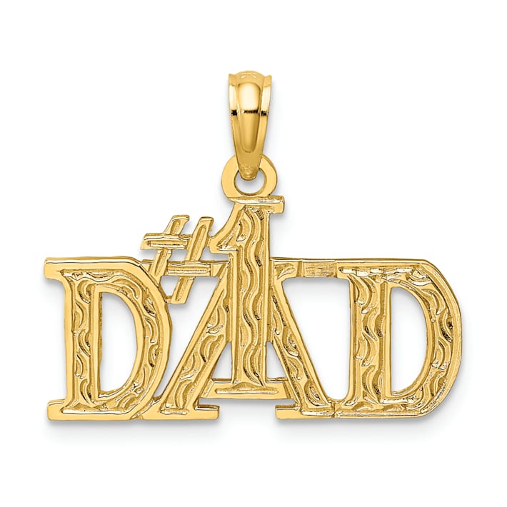 14k Yellow Gold Textured #1 Dad pendant - 12S31A