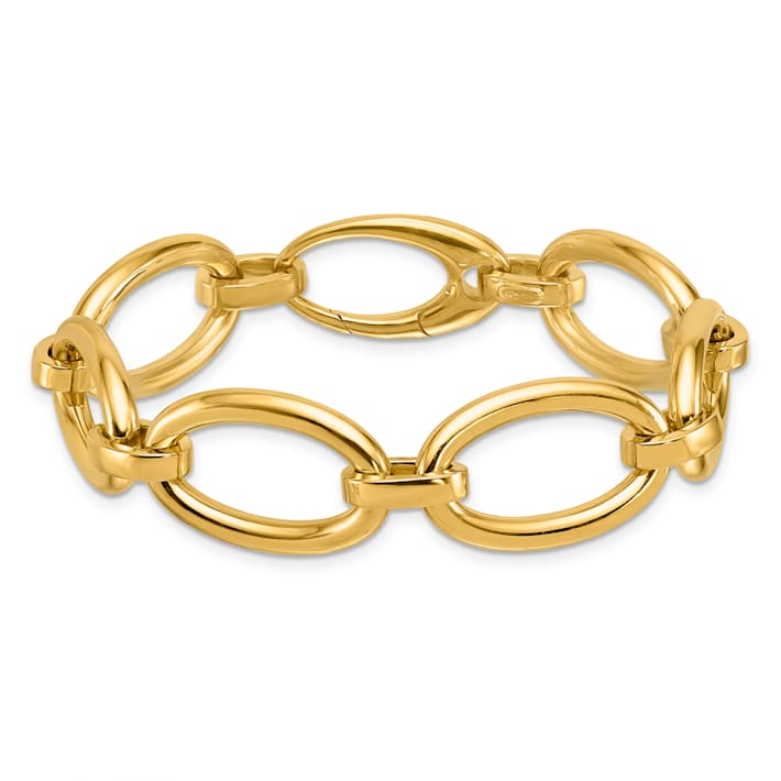 18K Yellow Gold 17.4mm Oval Link 8 inch Bracelet - 124G5A