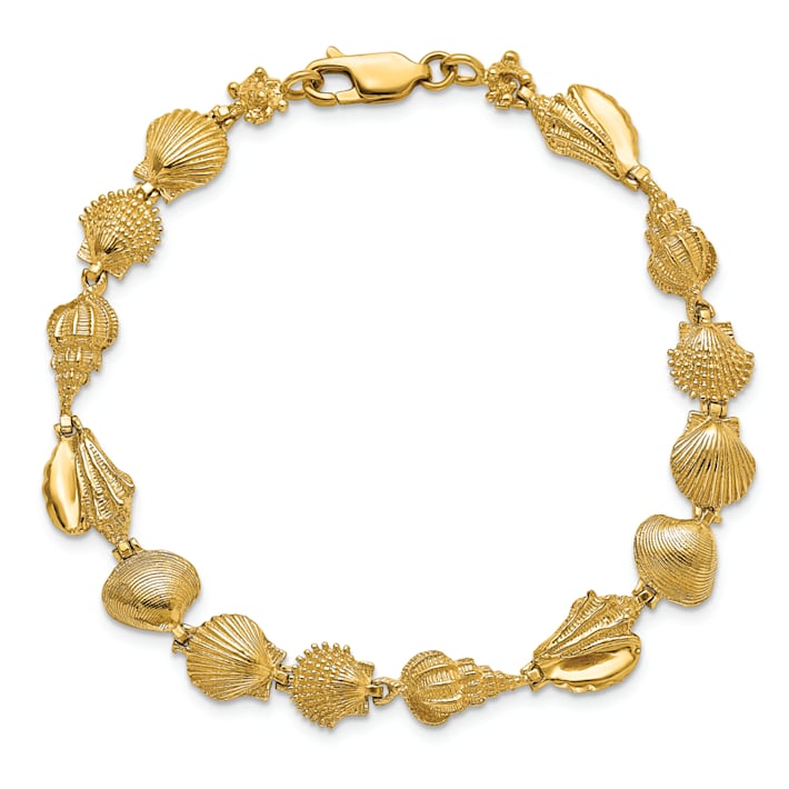 14k Yellow Gold Textured Sea Shells Bracelet - 1CZQ6A