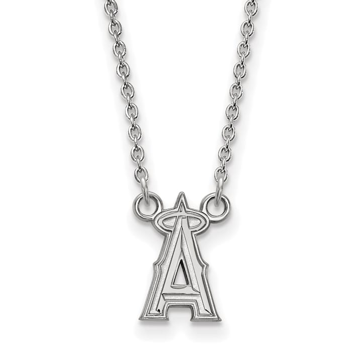 Rhodium Over Sterling Silver MLB LogoArt Los Angeles Angels Small ...