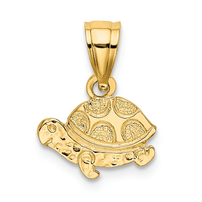 14K Yellow Gold Flat Mini Turtle Charm - 19BWJA