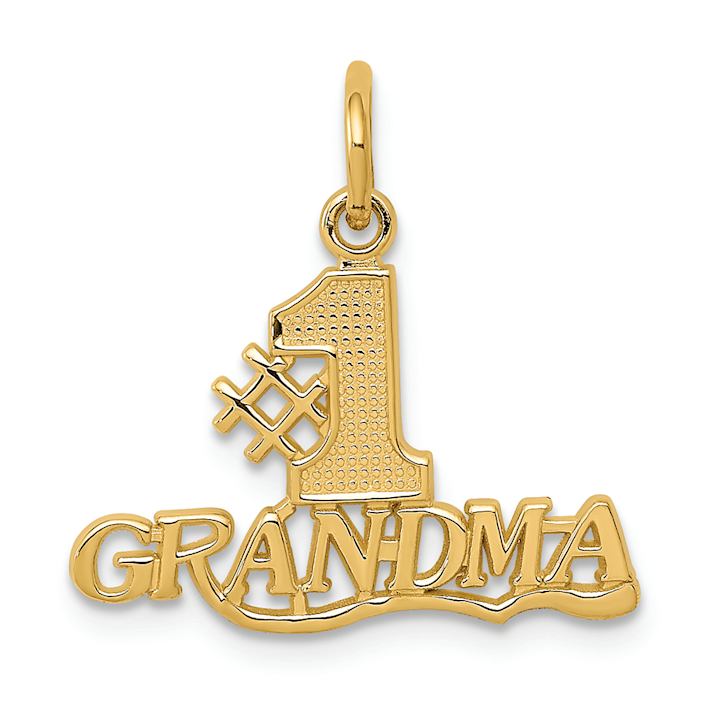 14k Yellow Gold Textured #1 GRANDMA Charm - 11V71A
