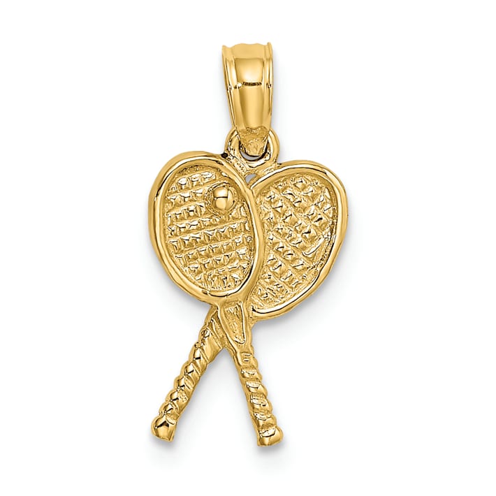 14k Yellow Gold Textured Tennis Racquets Pendant - 15176A
