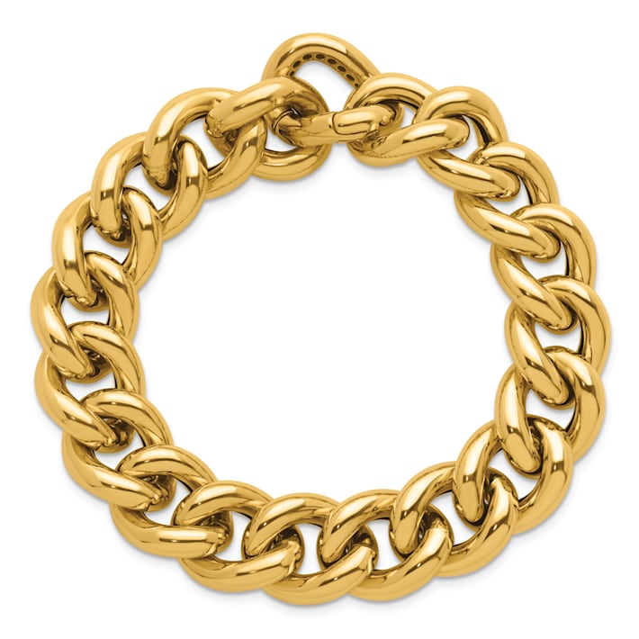 14K Yellow Gold 14.8mm Curb 8 Inch Bracelet - 12GD1A