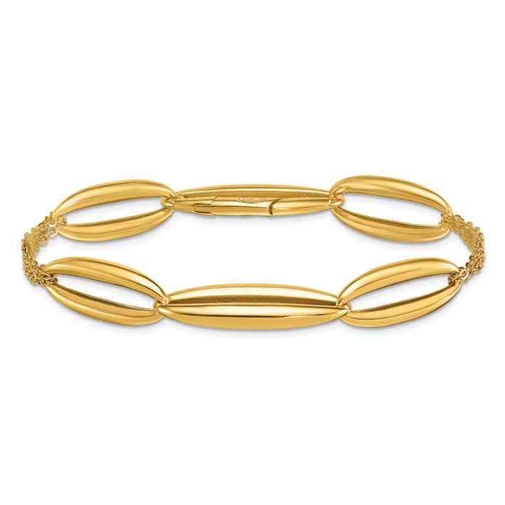 18K Yellow Gold Oval and Multi-layer 8 inch Bracelet - 1CH5PA