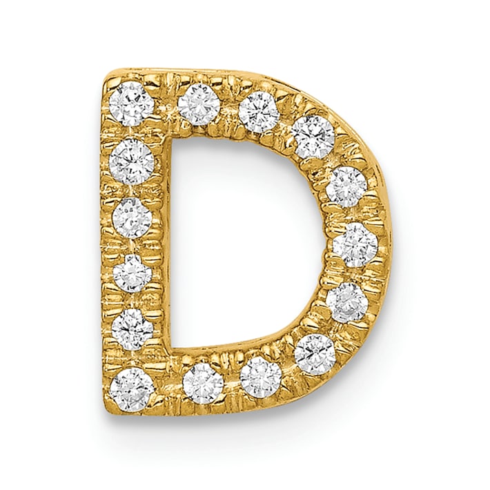 14K Yellow Gold Diamond Letter D Initial Charm - 14X5ZAD