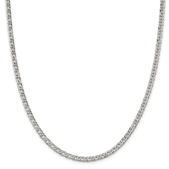 Sterling Silver 4.25mm 6 Side Diamond-cut Flat Double Curb Chain ...