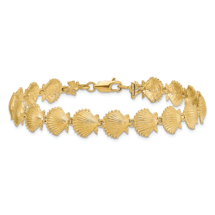 14k Yellow Gold Textured Scallop Shell Bracelet - 18G6TA