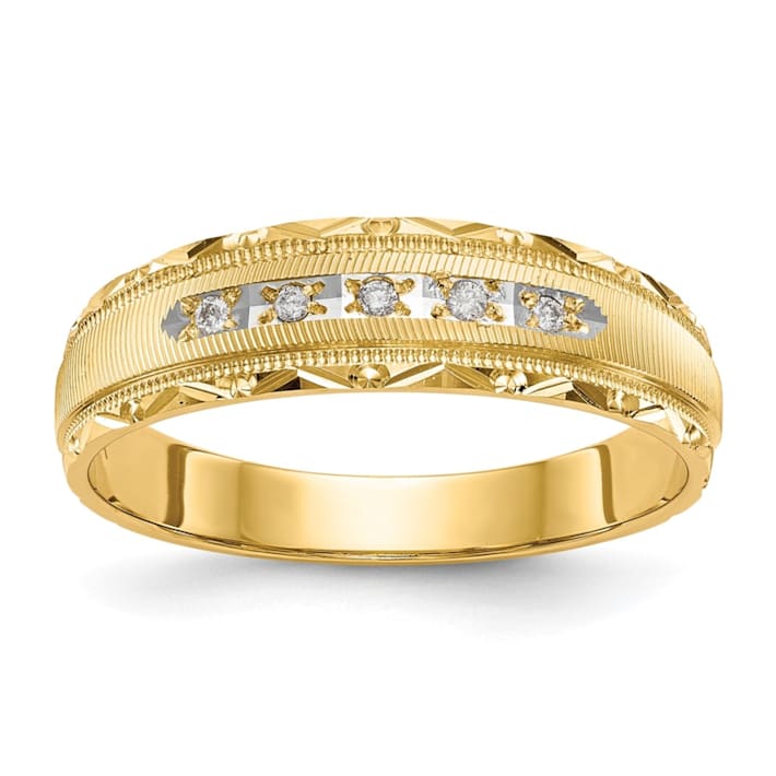 14K Yellow Gold AA Quality Mens Wedding Band - 17V5HB