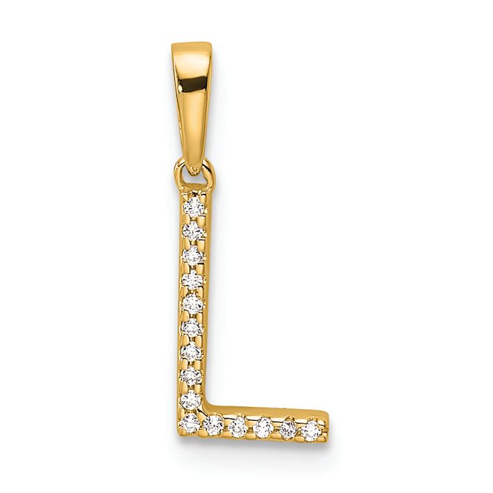 14k Yellow Gold Diamond Letter L Initial Pendant - 1331RAL