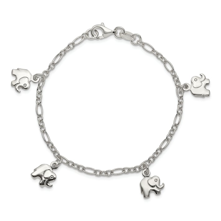 Sterling Silver Polished Elephants with 1-inch Extensions Children's ...
