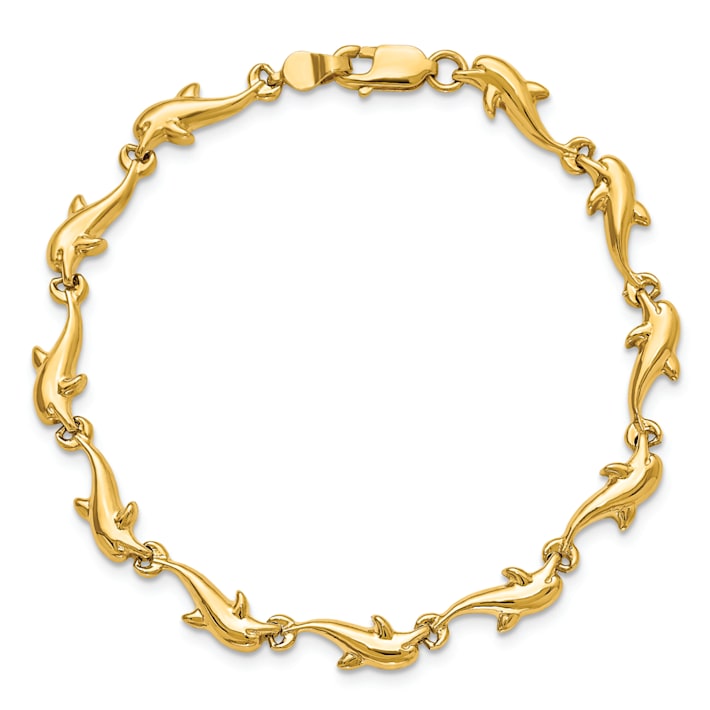 14k Yellow Gold Dolphin Link Bracelet - 18ZGTA
