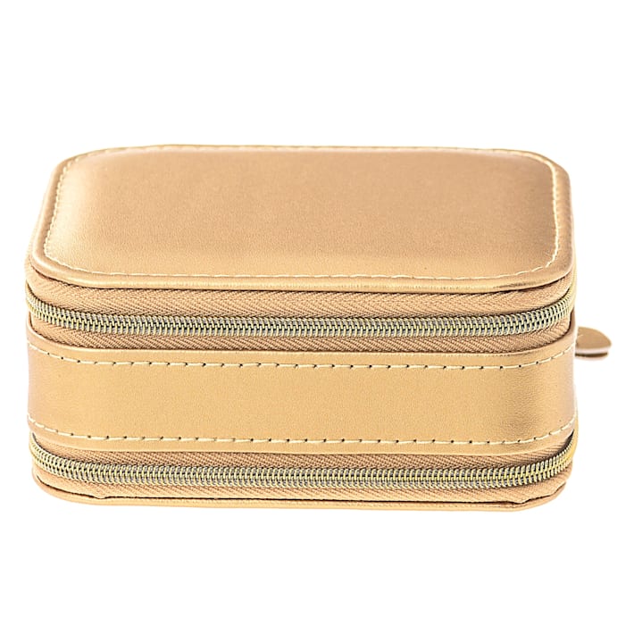 Metallic Gold Double Layer Travel Jewelry Box with Necklace Storage ...