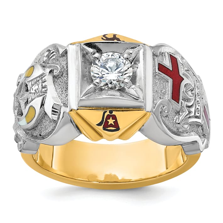 10K Two-tone Yellow and White Gold Men's Enamel and Diamond Knights ...