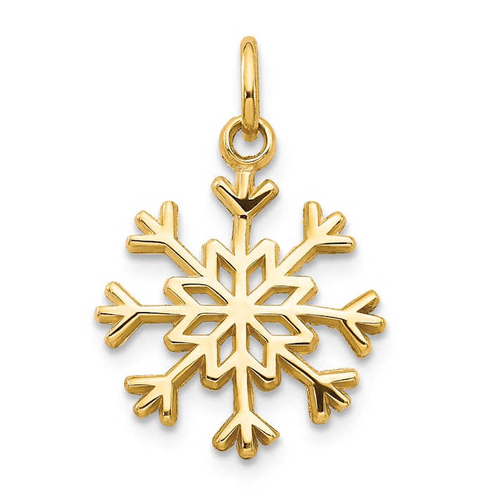 14K Yellow Gold Snowflake Charm Pendant - 18TZWA