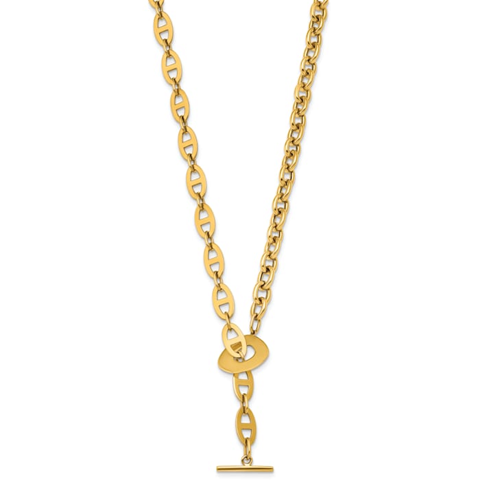 14K Yellow Gold Anchor and Cable Link 18-inch Toggle Necklace - 11XD6B