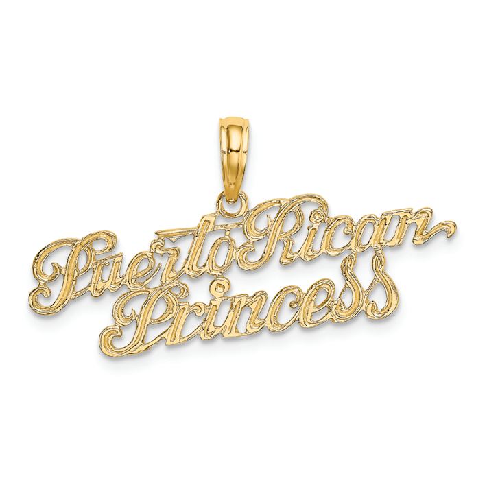 14k Yellow Gold Textured PUERTO RICAN PRINCESS Charm - 12C92A