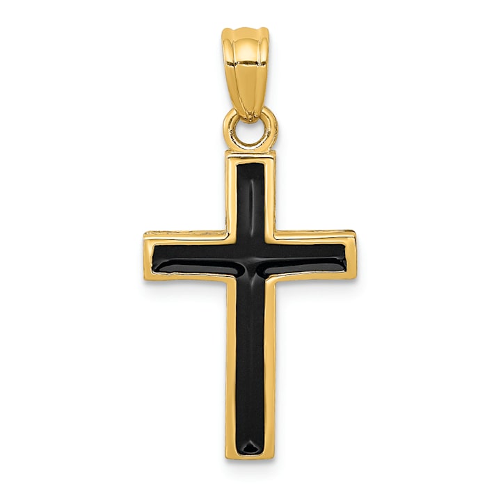 14K Yellow Gold Epoxy Latin Cross Pendant - 18HY7A