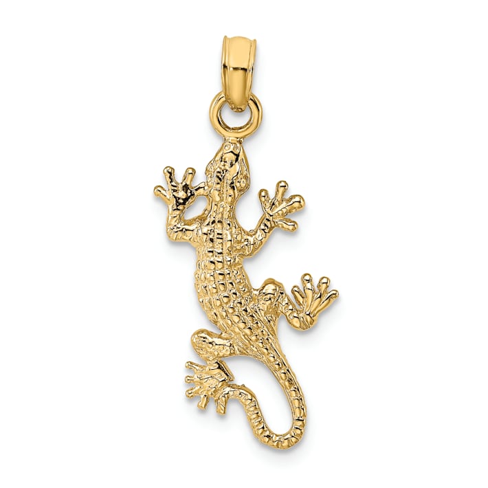 14k Yellow Gold Polished and Textured 2D Lizard Charm - 194Q0A