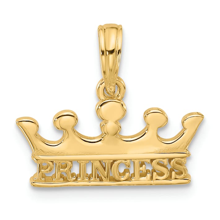 14k Yellow Gold Polished Princess Crown Charm - 1819BA