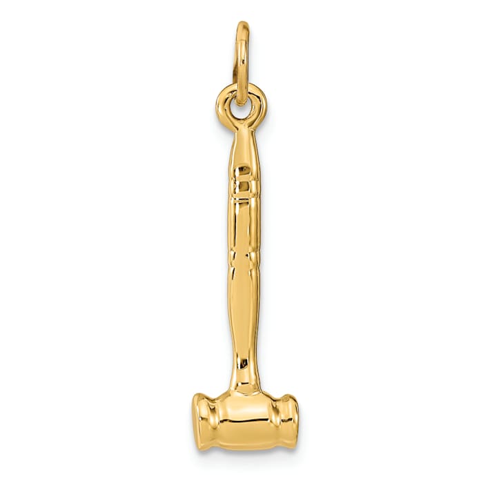 14k Yellow Gold Gavel Charm Pendant - 15G8CA