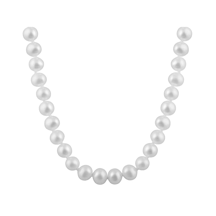 8 8 5mm White Cultured Freshwater Pearl Sterling Silver Strand Necklace