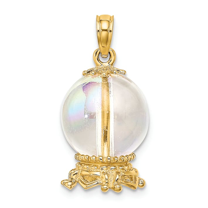 14k Yellow Gold 3D Textured Crystal Ball Charm - 15692A