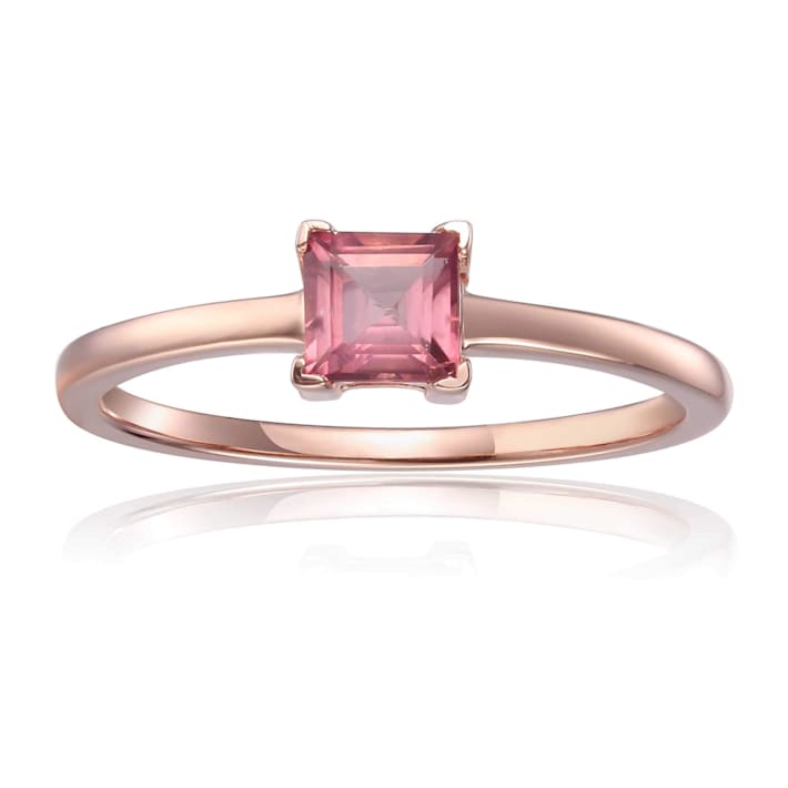 Square Pink Tourmaline 14K Rose Gold Over Sterling Silver Solitaire ...
