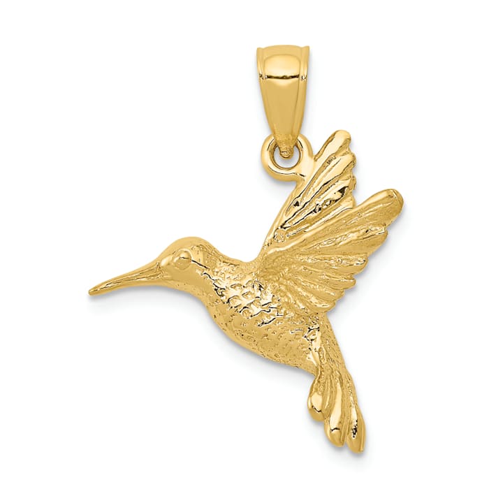 14K Yellow Gold Hummingbird Pendant - 130GZA