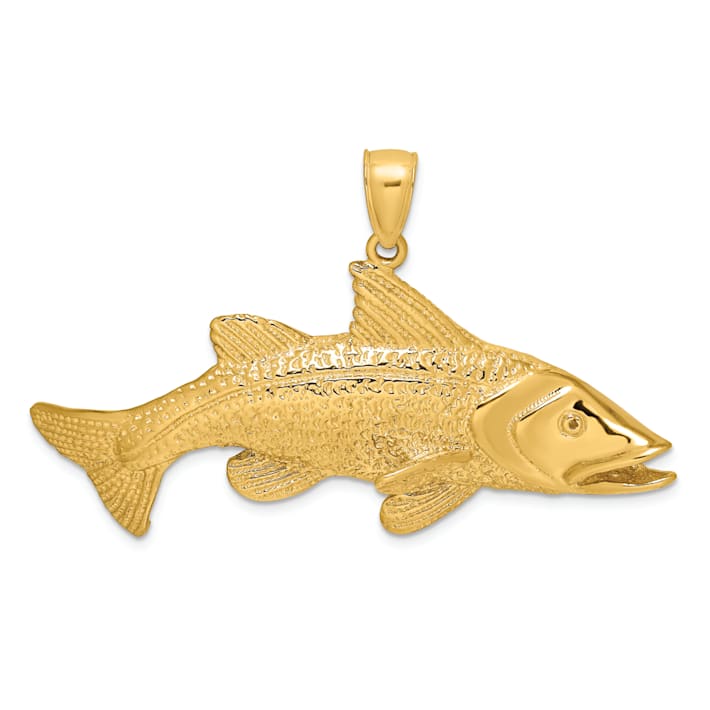 14k Yellow Gold Textured Red Fish Pendant - 11GM4A