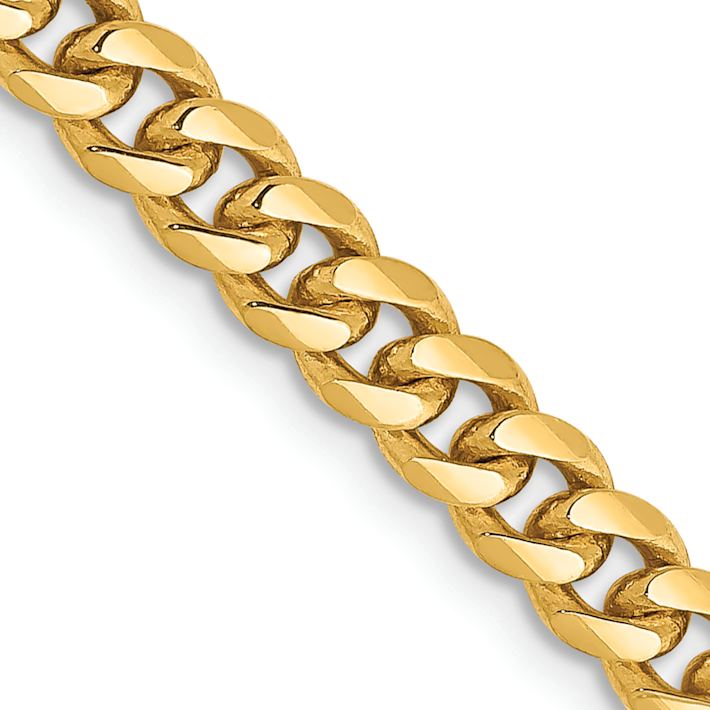 14k Yellow Gold 4.25mm Solid Miami Cuban 26 Inch Chain - 135LGB
