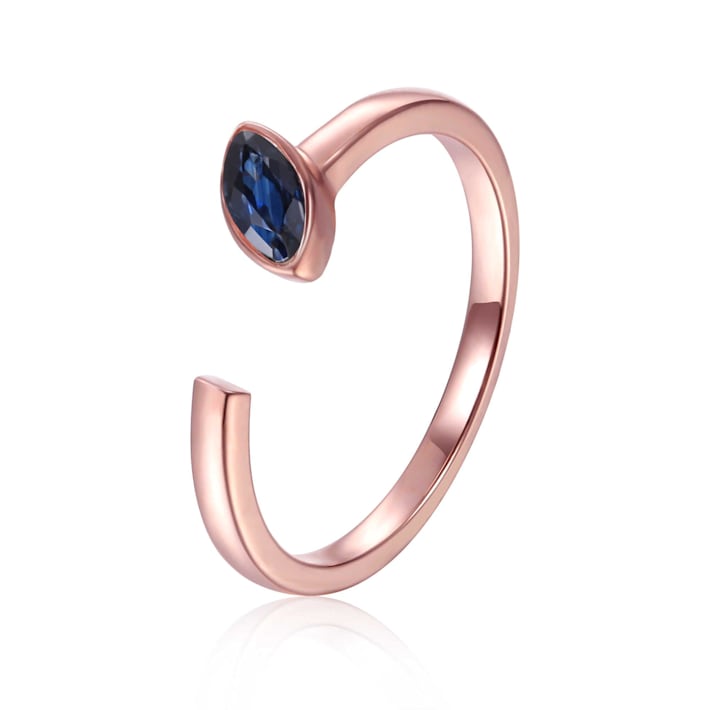 Blue Sapphire 14K Rose Gold Over Sterling Silver Marquise Solitaire ...