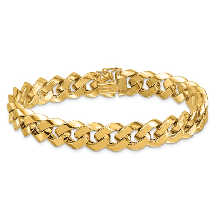 14K Yellow Gold Polished Curb 11mm 8 inch Bracelet - 15T5CA