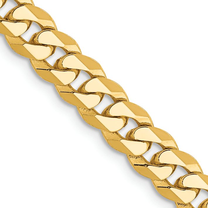 14k Yellow Gold 5.75mm Solid Flat Beveled Curb 26 Inch Chain - 19MMHC