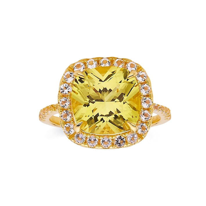 Lab Created Yellow Sapphire with White Topaz Accents 18K Yellow Gold ...