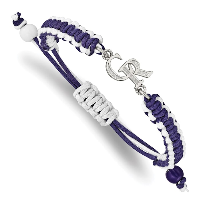 Stainless Steel MLB LogoArt Colorado Rockies Adjustable Cord Bracelet ...