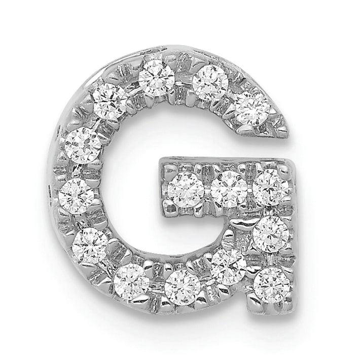 Rhodium Over 14K White Gold Diamond Letter G Initial Charm - 14X5ZG