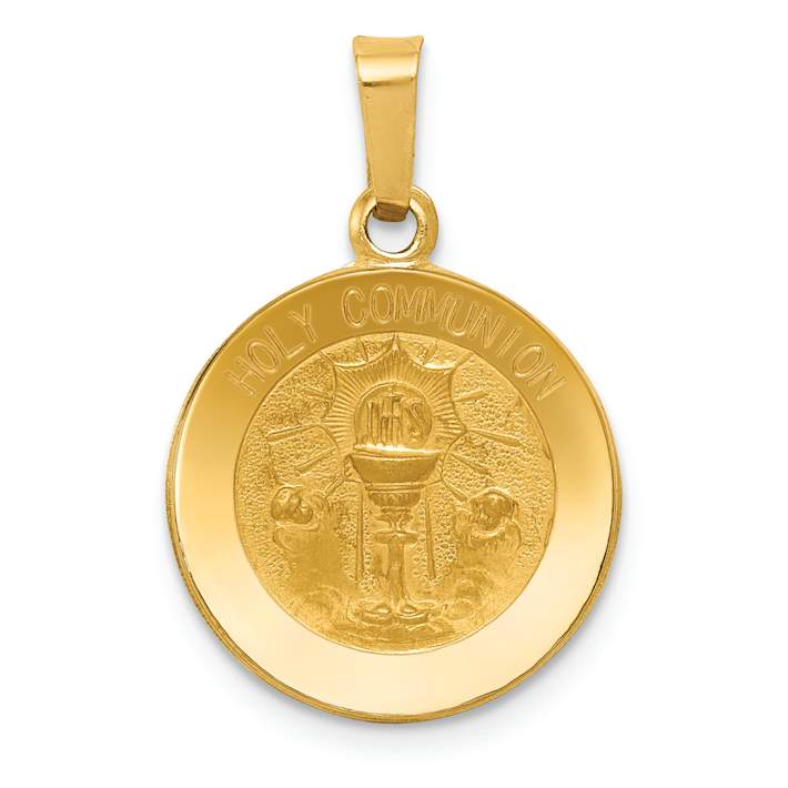 14k Yellow Gold Polished and Satin Holy Communion Medal Pendant - 12FCYA