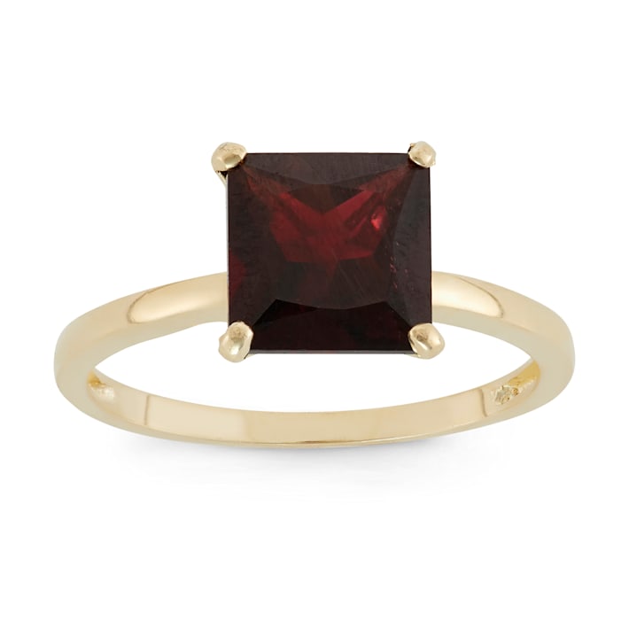 Red Princess Cut Garnet 10K Yellow Gold Ring 3.00ct - 19W52A